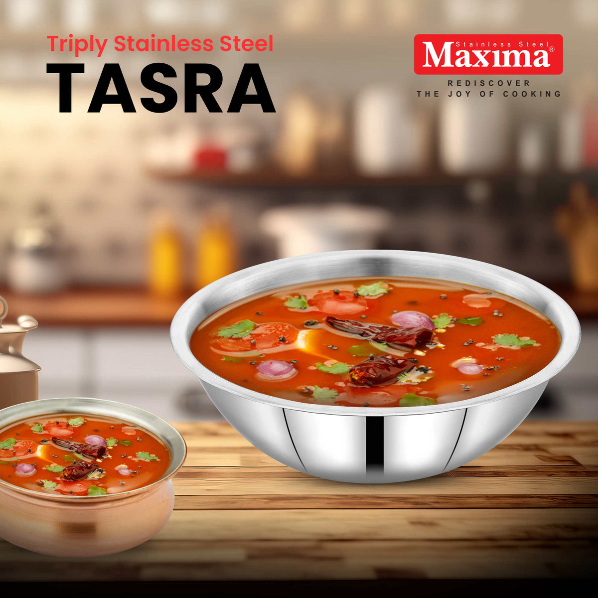 Triply Steel Tasla | Triply Tasla with Lid | Maxima Kitchenware