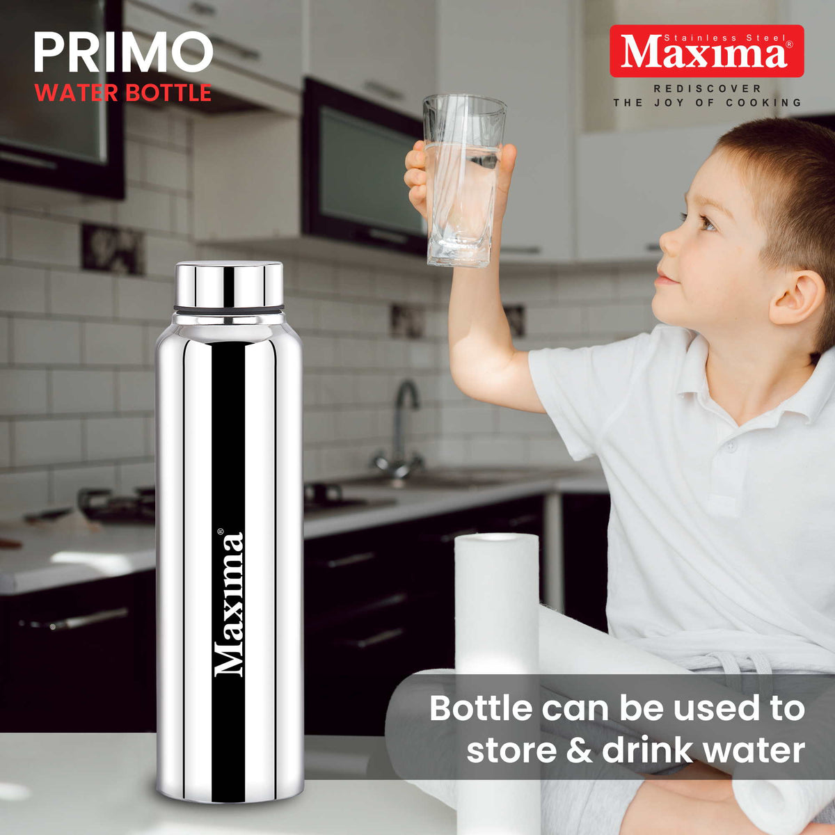 Maxima Primo Water Bottle | Steel Water Bottle | Maxima Kitchenware